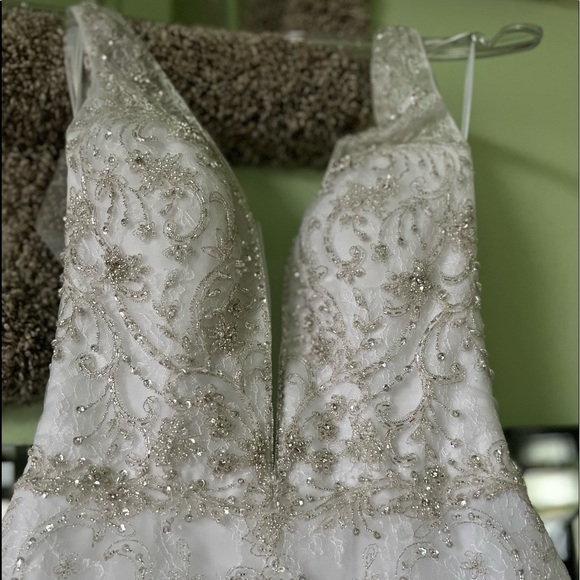 Dresses | Aline White Shear And Beaded Wedding Dress With Vail And Head ...